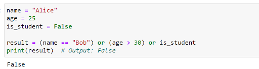 Logical operators in Python (or, not, and)